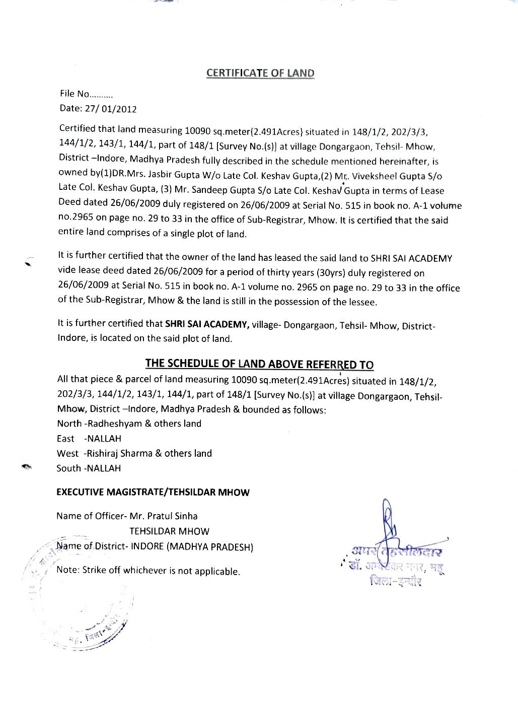 Essential Information – Shri Sai Academy